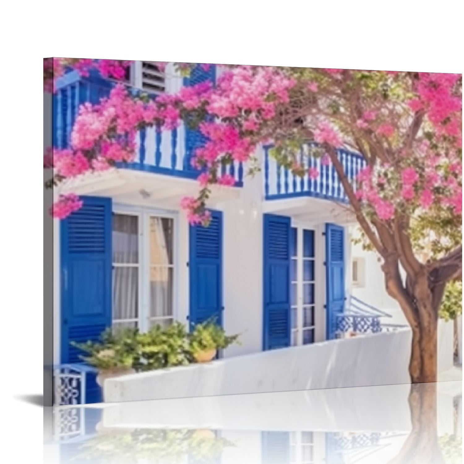 EastSmooth Canvas Framed Wall Art Traditional greek village Paros ...