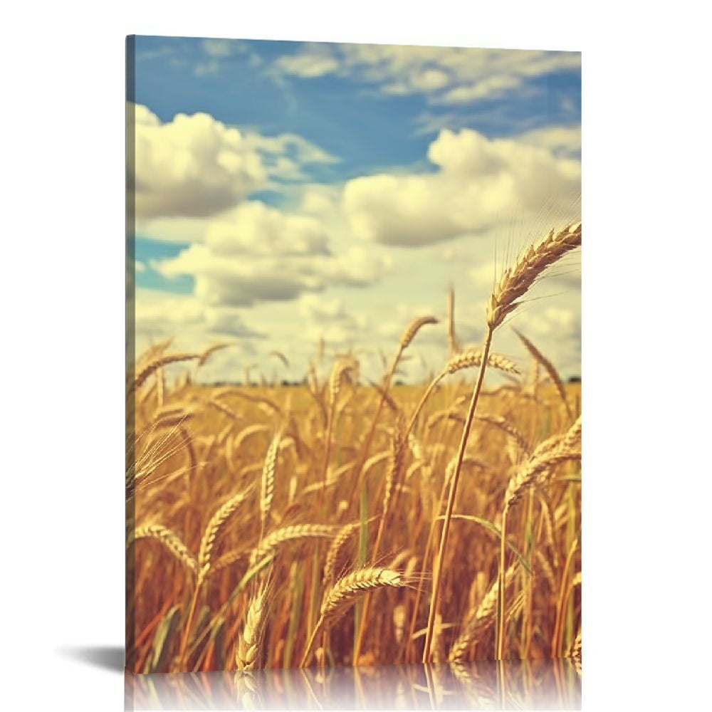 EastSmooth Canvas Print Wall Art Set Vintage Retro Golden Wheat Field ...