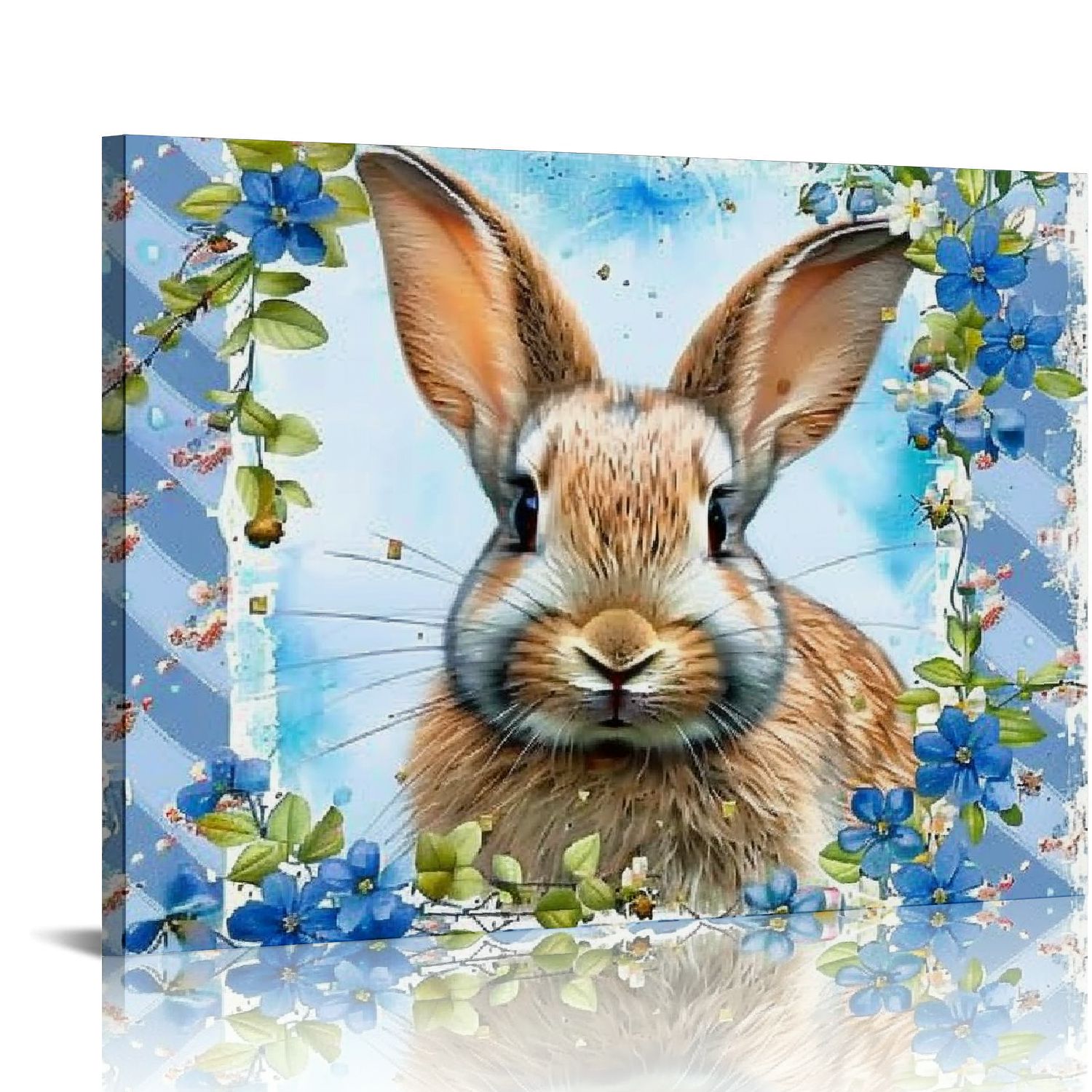 Lingy Canvas Prints Wall Art Paintings Farmhouse Blue Easter Bunny and ...