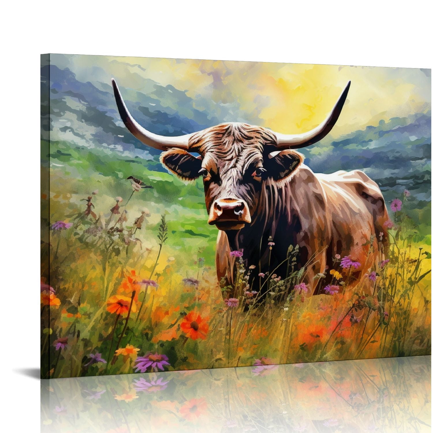 EastSmooth Canvas Wall Art Bathroom Coastal Boho Farmhouse Highland Cow ...