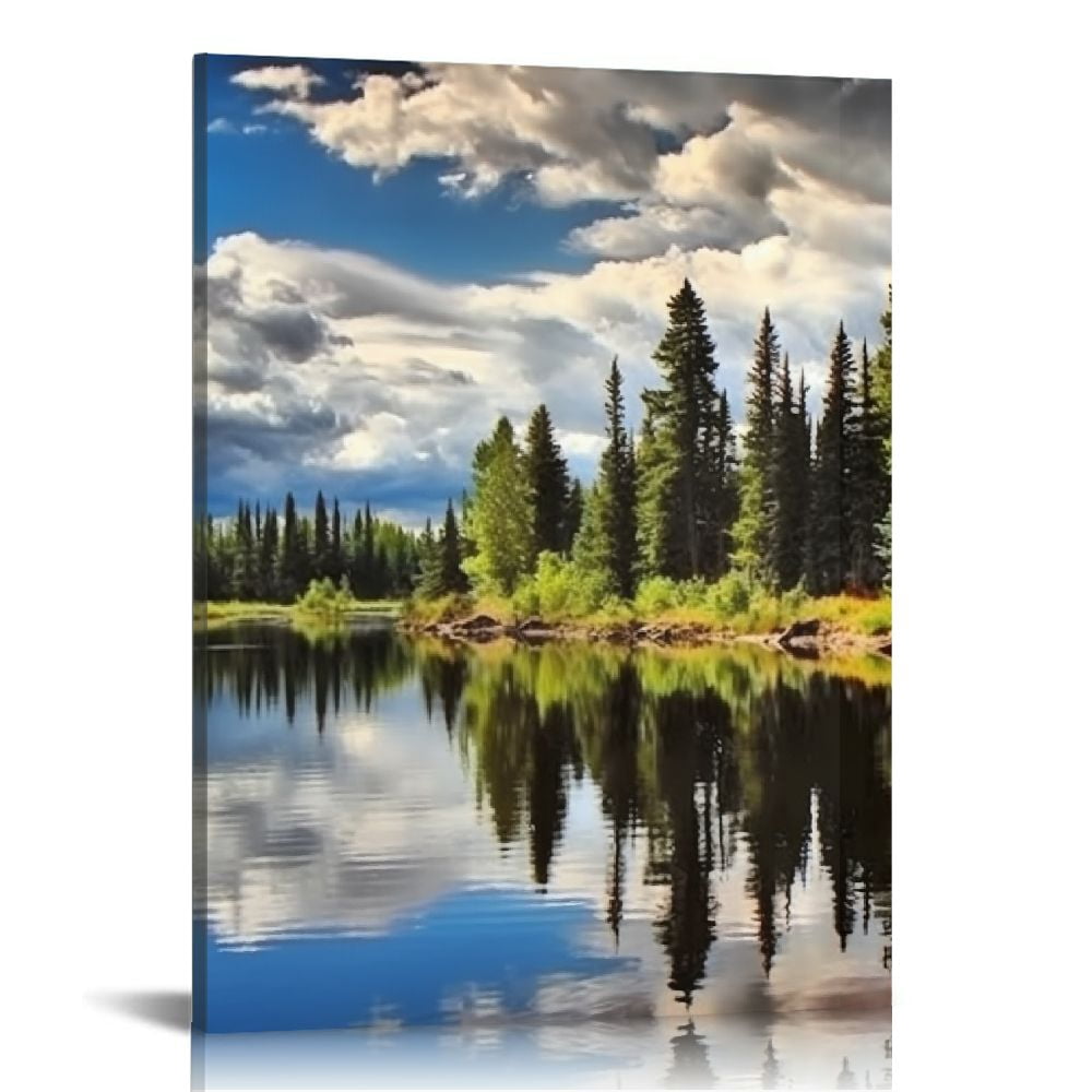 EastSmooth Canvas Wall Art Prints Landscape with Turquoise Lake and ...