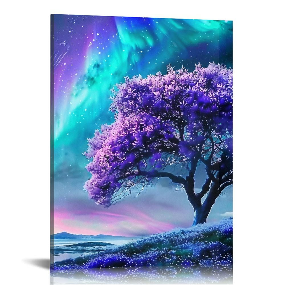 EastSmooth Canvas Wall Decor For Bedroom Frame Wall Art For Living Room Purple Tree Wall ...