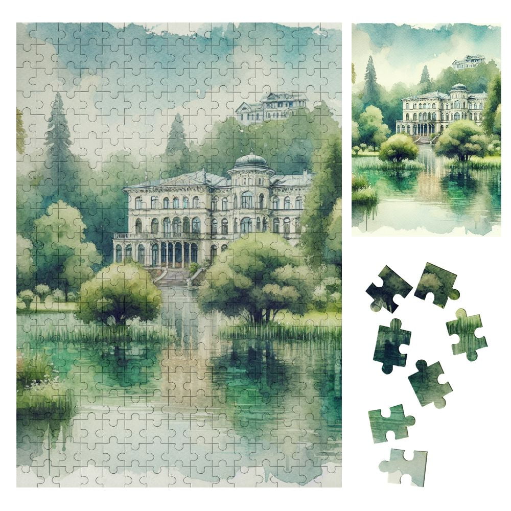 EastSmooth Chateau Trees Reflection Wooden Jigsaw Puzzle Vertical Style ...