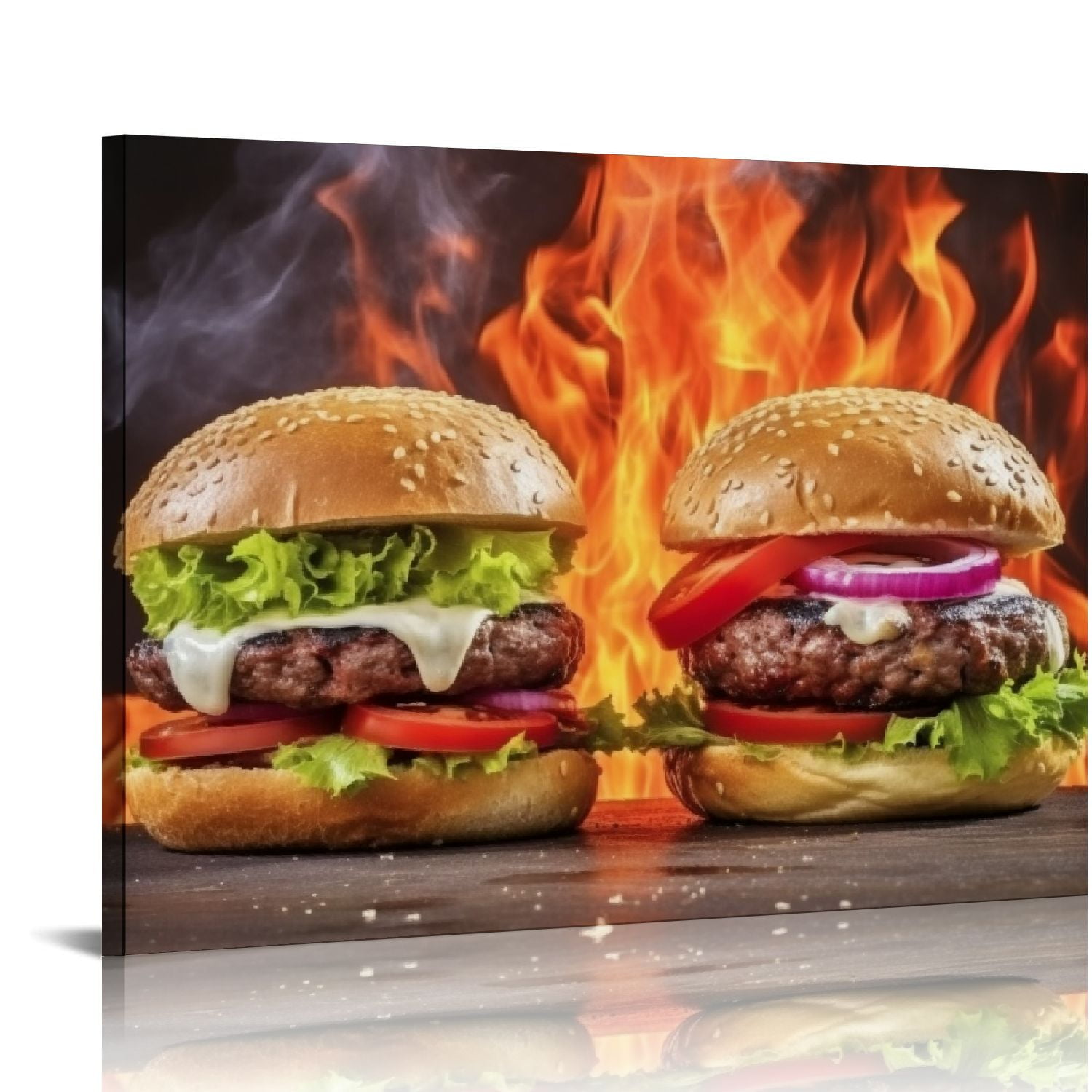 EastSmooth Cheeseburger Canvas Art Hamburger Print Sandwich Bar Decor ...