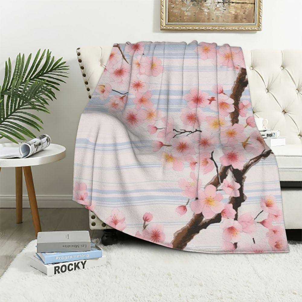 EastSmooth Cherry Blossoms Blanket Soft Pink Sakura Throw Blanket ...