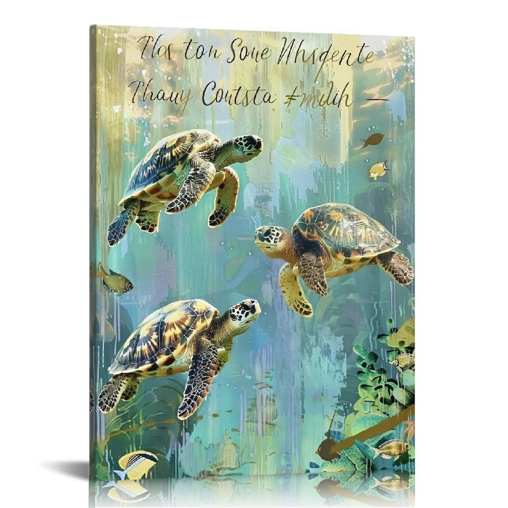 QCPP Christian Sea Turtle Wall Art Turtle Scripture Beach Wall Decor ...