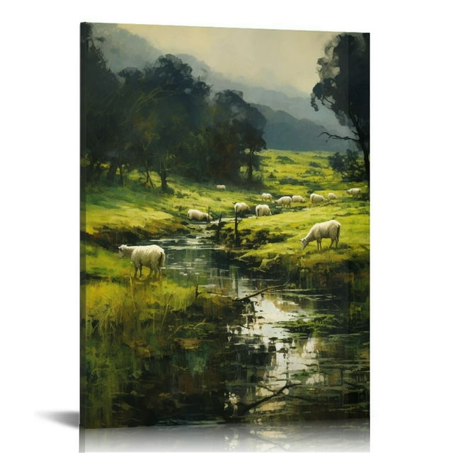 EastSmooth Christian Wall Art Jesus Chasing Lost Lamb Canvas Print ...