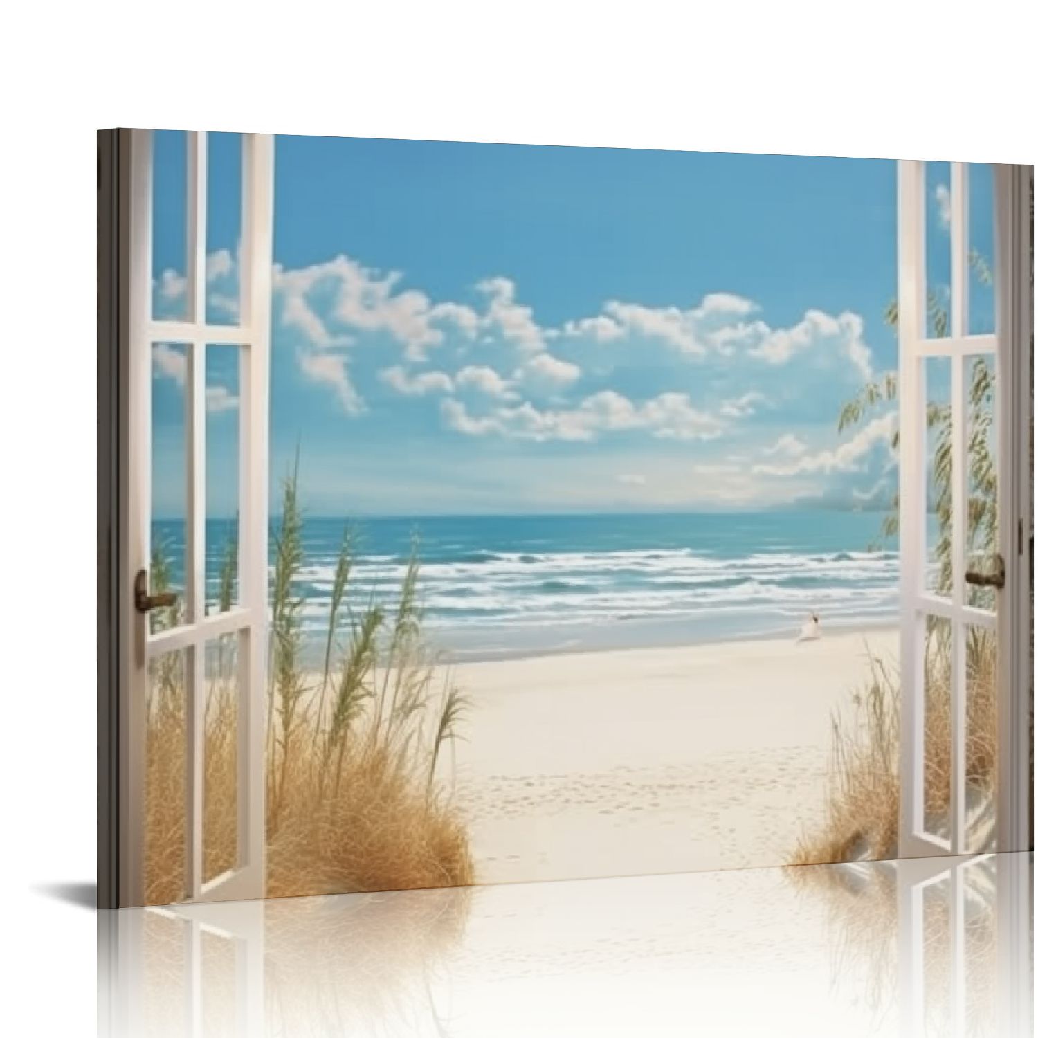 EastSmooth Coastal Beach Picture Wall Art: Beach Theme Window Canvas ...