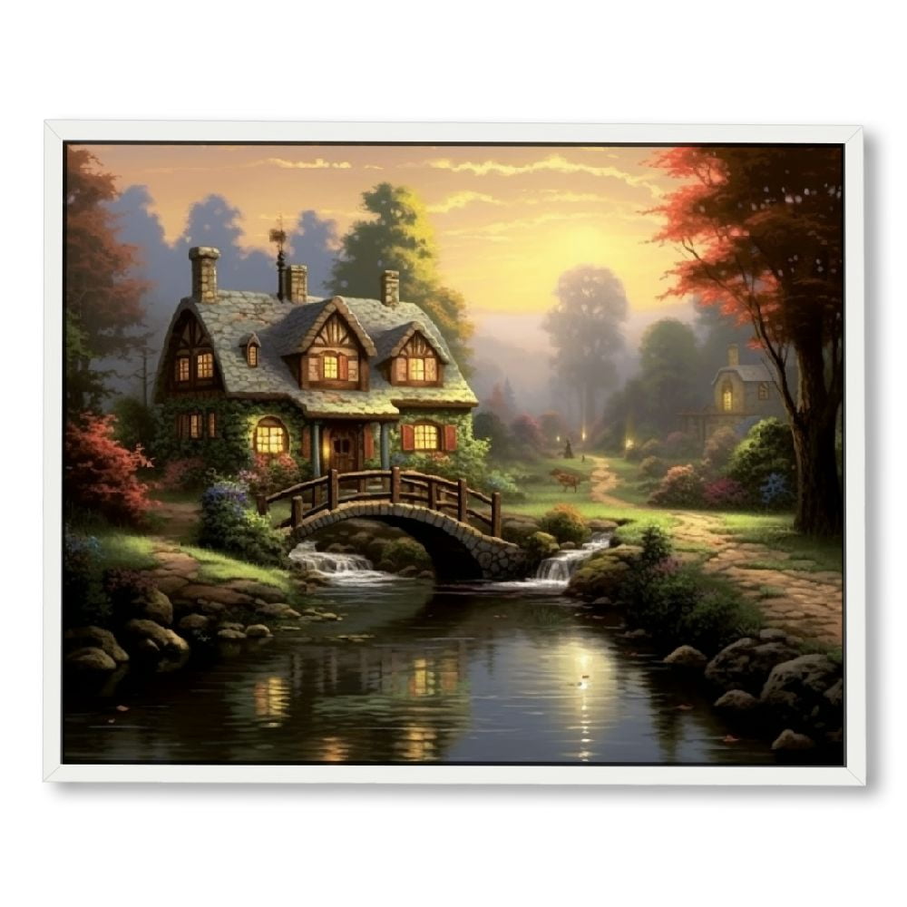 EastSmooth Cobblestone Bridge Pastoral Style Village Canvas Prints ...