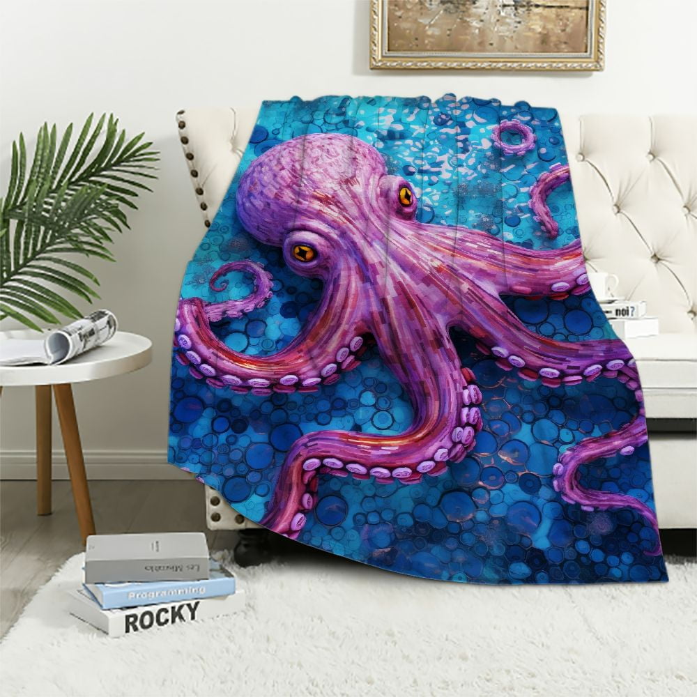 EastSmooth Colorful Octopus Blanket Warm Cozy Ocean Marine Squid ...