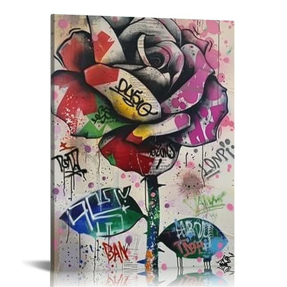 EastSmooth Colorful Rose Flower Graffiti Canvas Wall Art Poster Prints ...