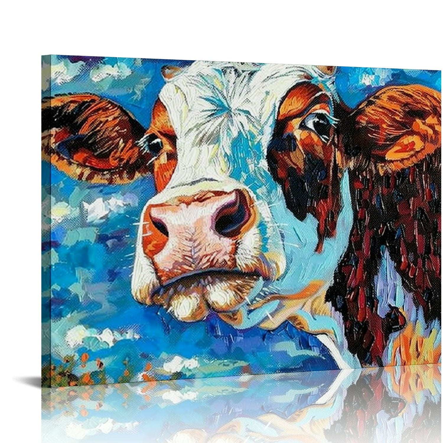 EastSmooth Curious Cow I Canvas Wall Art Print, Cow Artwork - Walmart.com