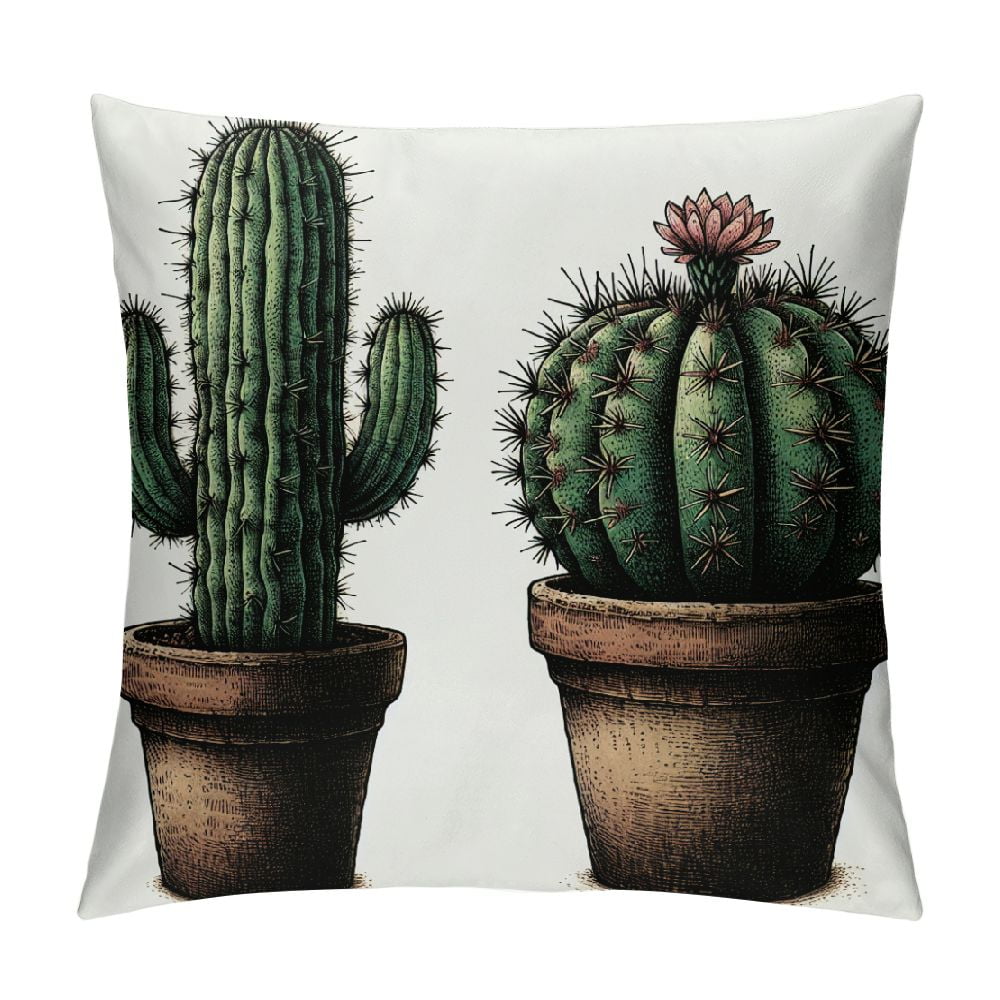 QCPP Cute Cactus Lumbar Throw Pillow covers Tropical Plants Pot Green ...