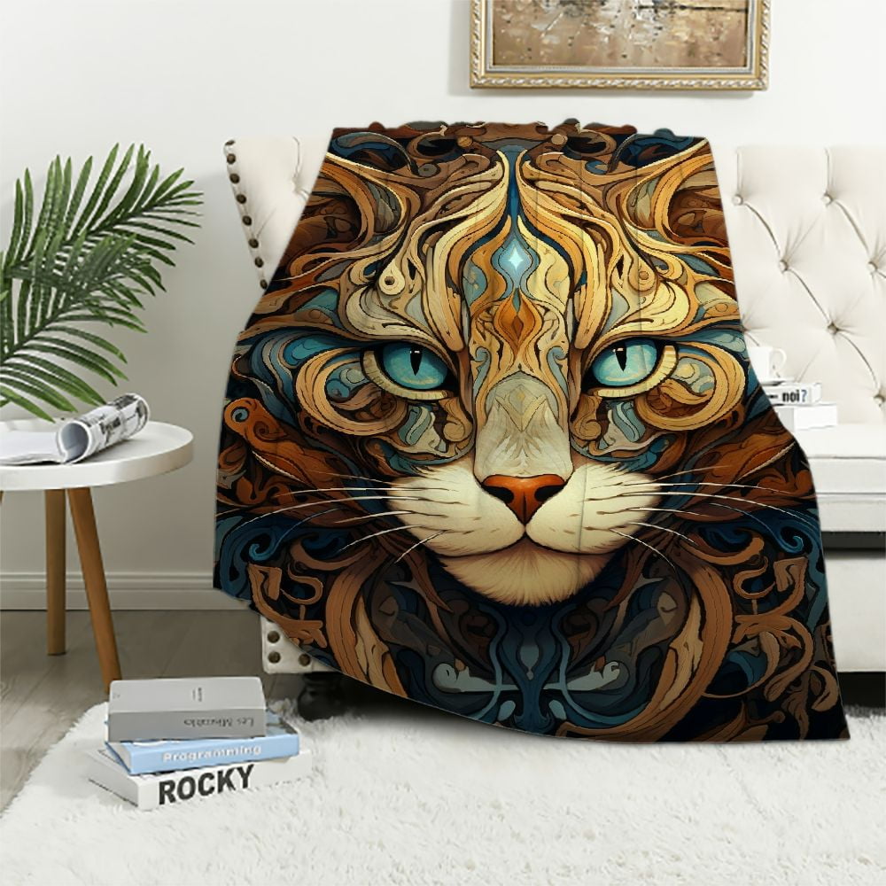 QCPP Cute Cat Blanket for Cat Lovers Warm Cozy Funny Cats Plush Throw ...