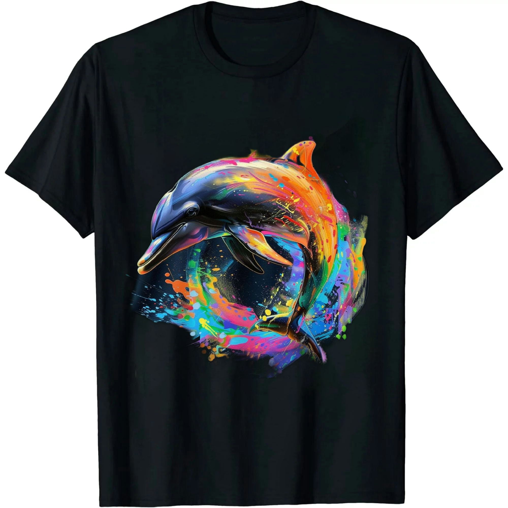 EastSmooth Cute Dolphin Design Colorful Pop Art Dolphin Lovers T-Shirt ...