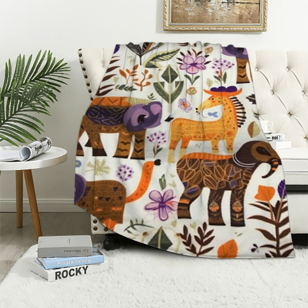 EastSmooth Cute Jungle Animals with Flowers Palm Leaves Plant Seamless ...