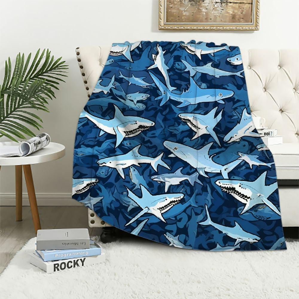 QCPP Cute Shark Blanket for Boys Kids Baby Toddler Shark Gifts for ...