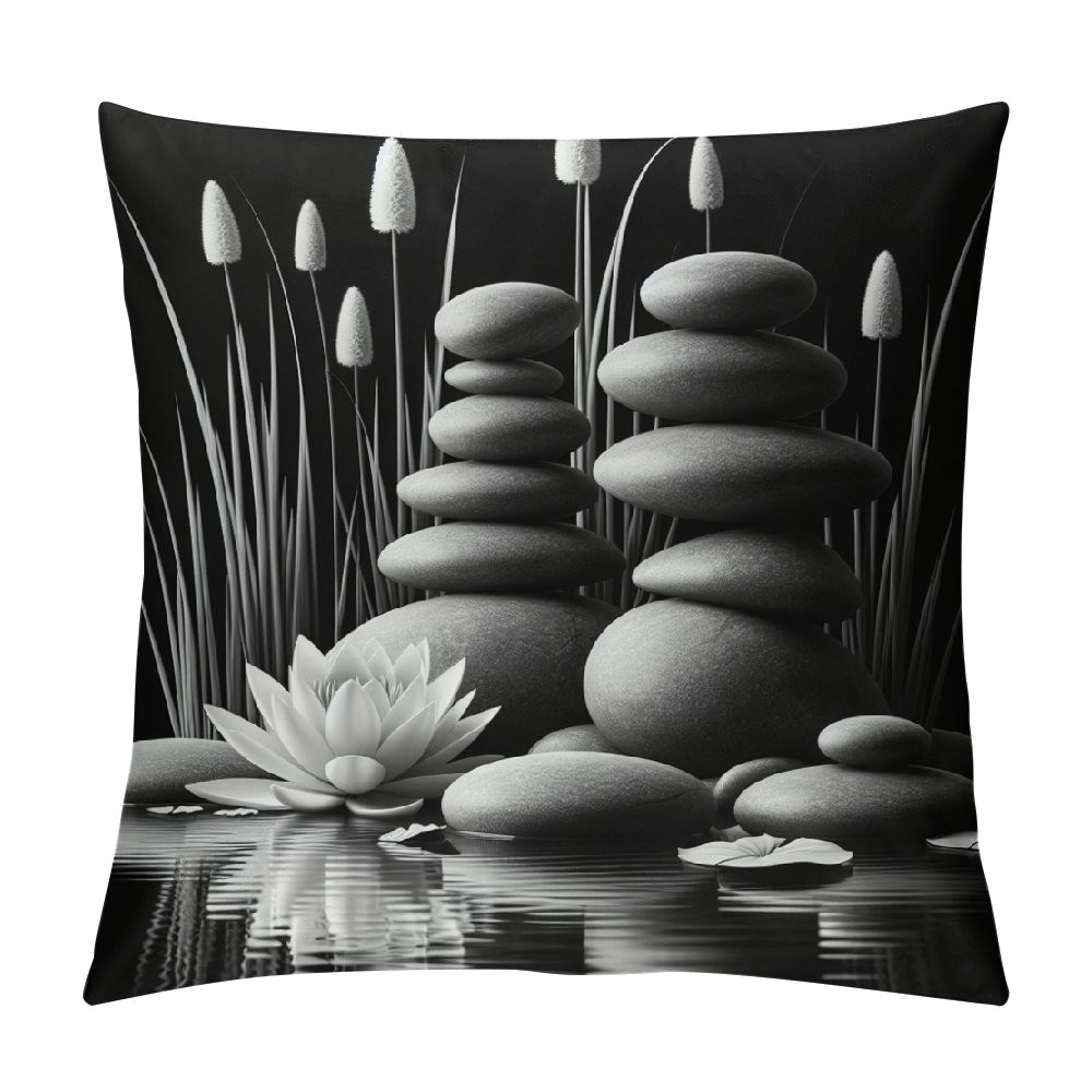 QCPP Decorative Throw Pillow Cover Asian Zen Stone, Pillow Covers ...