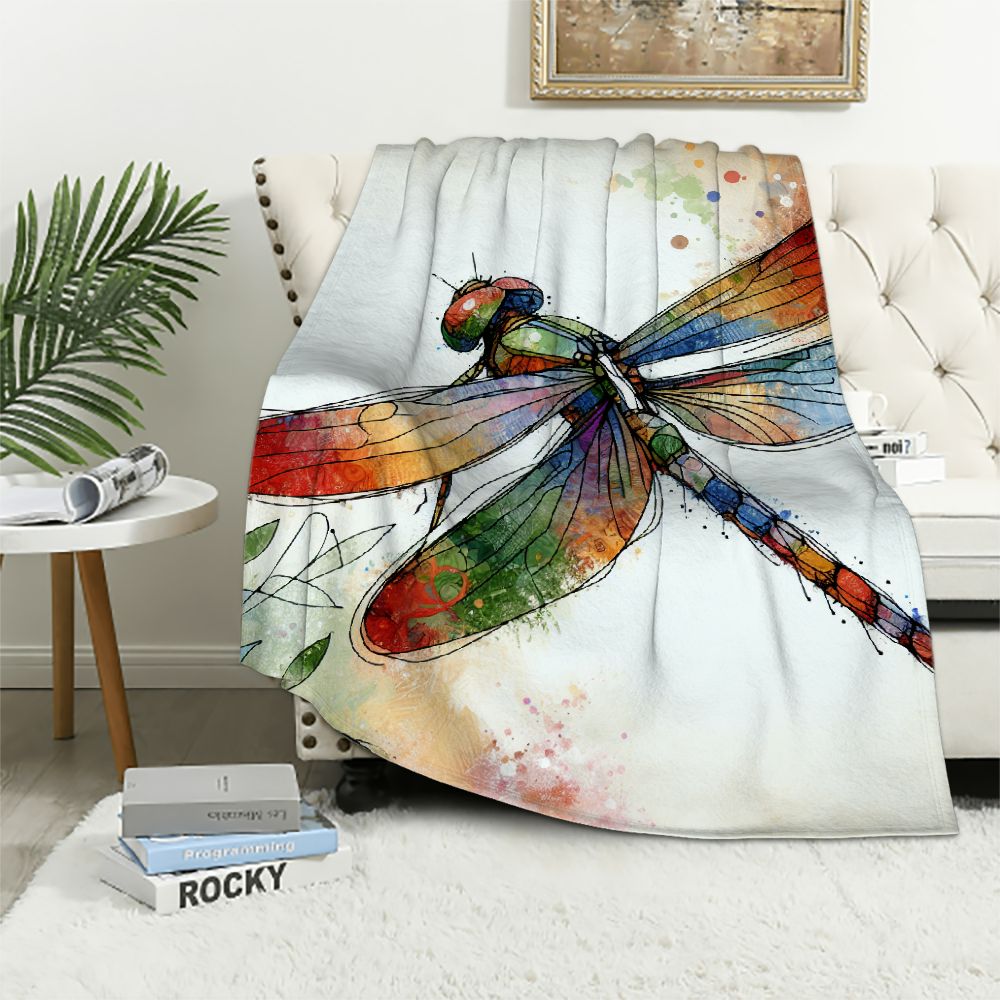 EastSmooth Dragonfly Throw Blanket Kids Ornamental Dragonfly Printed ...
