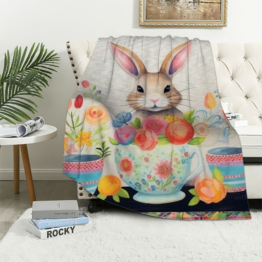 EastSmooth Easter Rabbit Eggs Flannel Blanket for Kids Adults ...