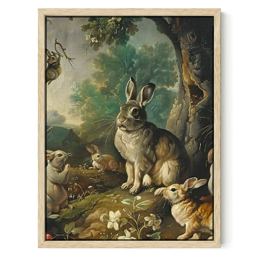 EastSmooth Easter Rabbits Wall Art Bunny Extra Large Framed Wall Art ...