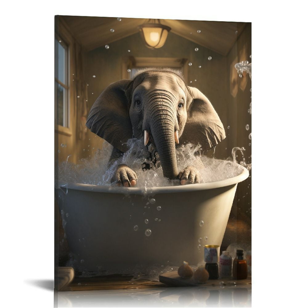 EastSmooth Elephant Bathroom Wall Art Funny Elephant Baby Wall Decor ...