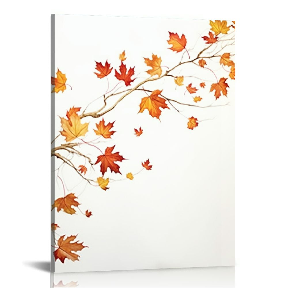 QCPP Fall Leaf Wall Art For Bathroom Falling Red Orange Maple Leaves ...