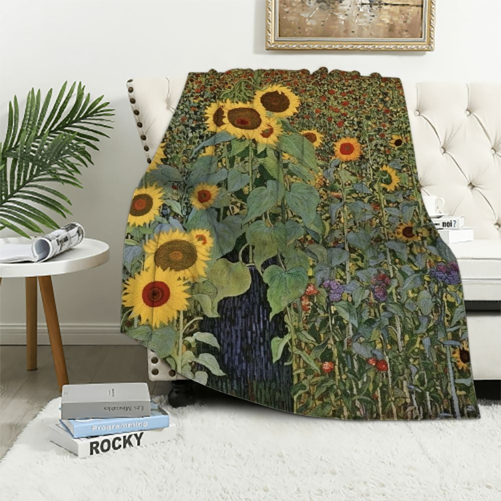 EastSmooth Farm Garden with Sunflowers Blanket - Fine Art Gift Throw ...