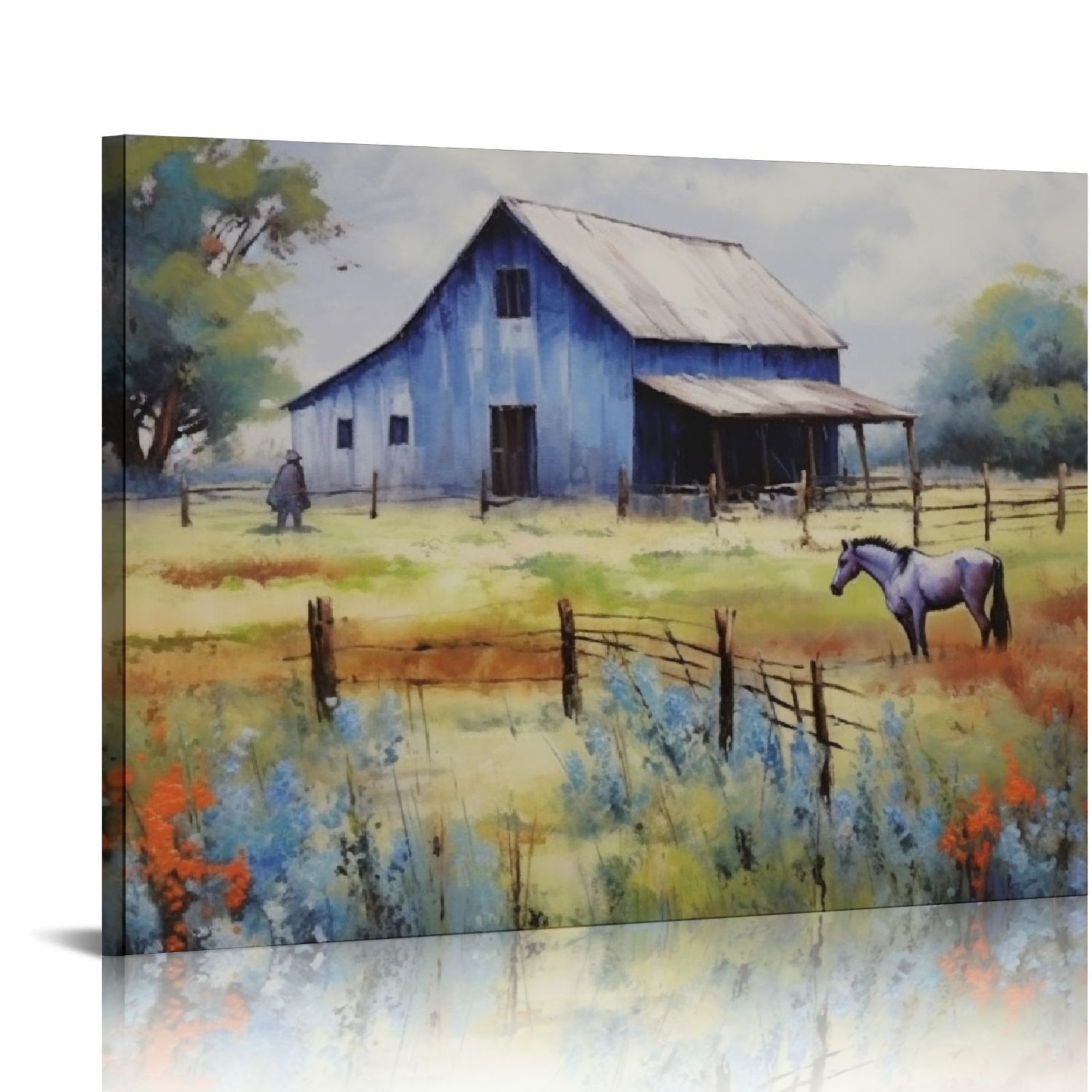 EastSmooth Farmhouse Canvas Wall Art Farm Cow Landscape Picture Modern ...