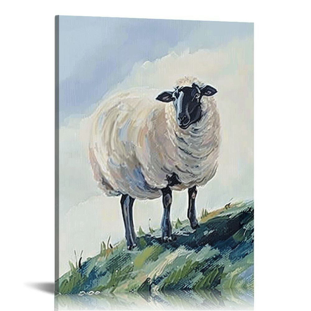 EastSmooth Farmhouse Fuzzy Sheep Portrait Canvas Wall Art - Walmart.com
