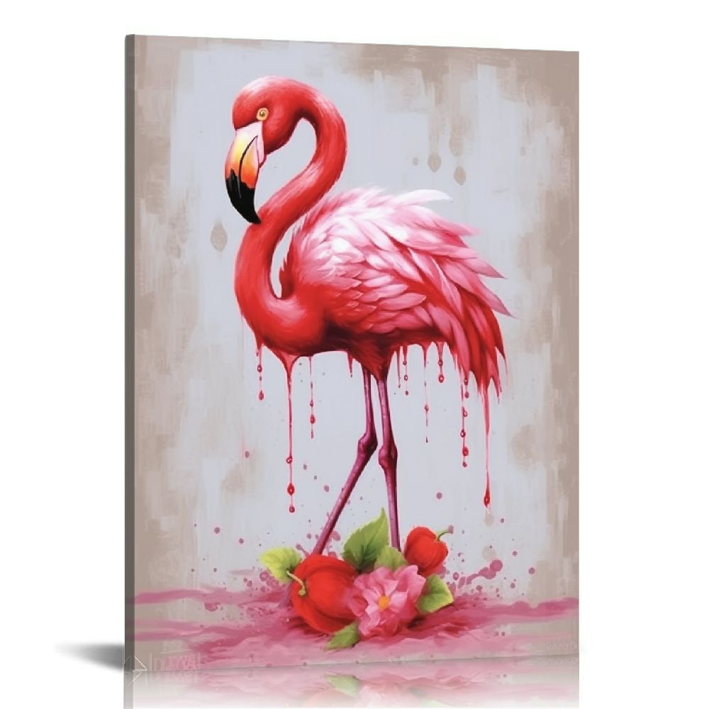 EastSmooth Flamingo Canvas Wall Art for Living Room Pink Wall Prints ...