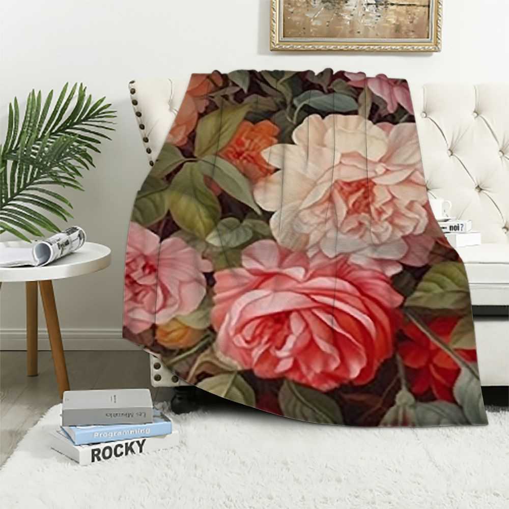 EastSmooth Floral Pink Roses Throw Blanket Super Soft Plush Throw ...