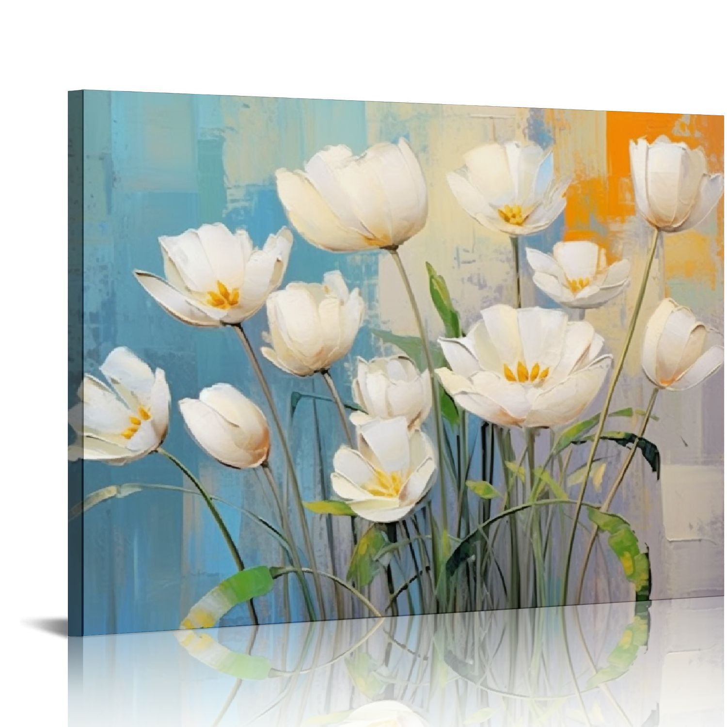 EastSmooth Flower Canvas Wall Art for Living Room White tulip Floral ...