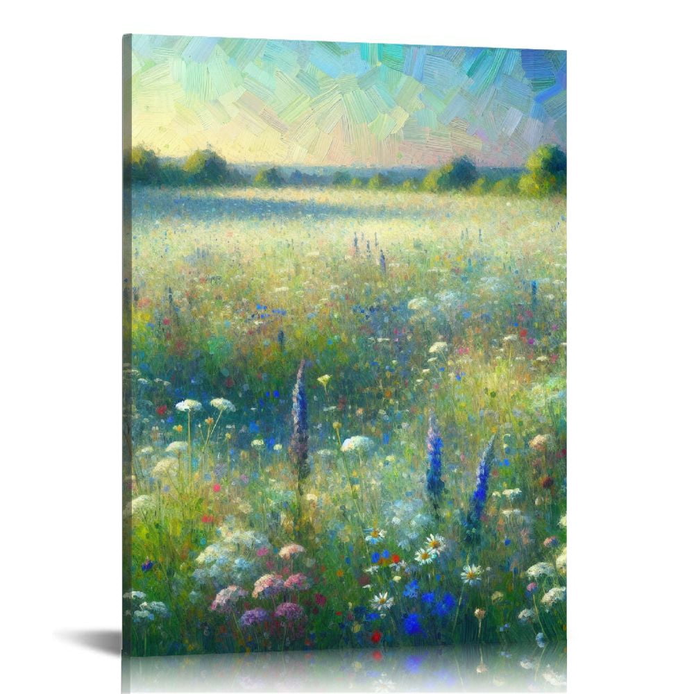EastSmooth Flower Meadow Canvas Wall Art Wildflower Field Botanical Art ...
