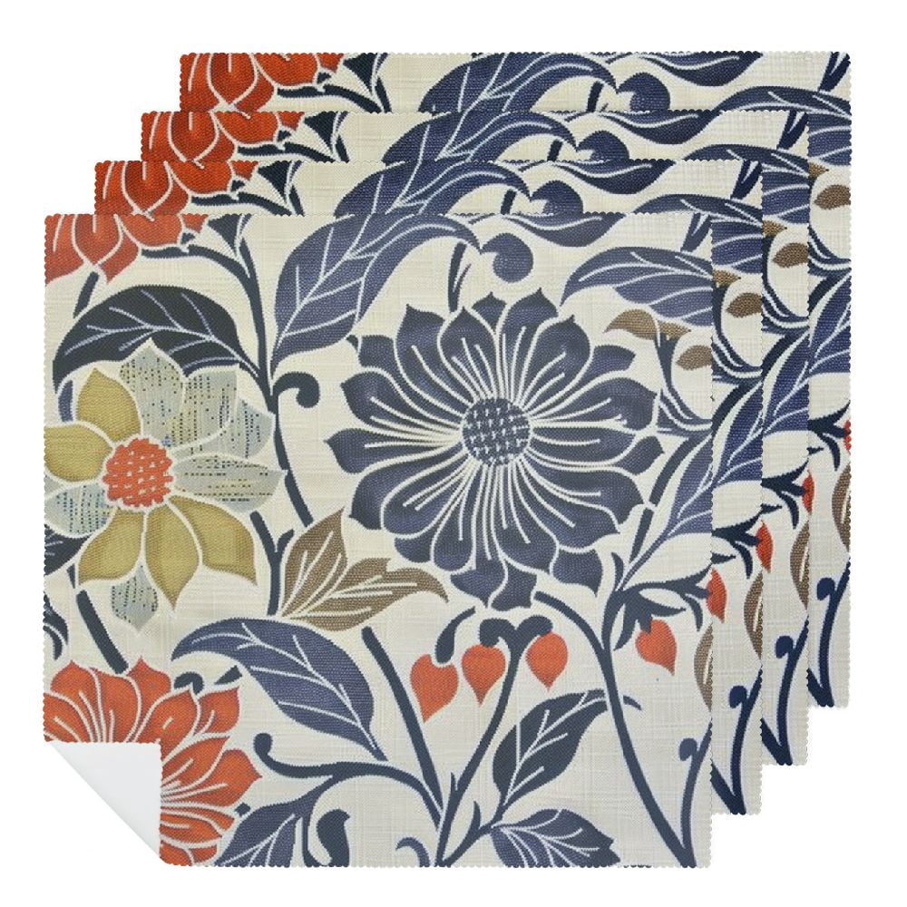 EastSmooth Flower Pattern Cloth Napkins Polyester Dinner Napkin for ...