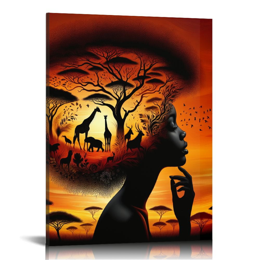EastSmooth Framed African American Wall Art Homesick African Woman Posters Canvas Black Girl ...