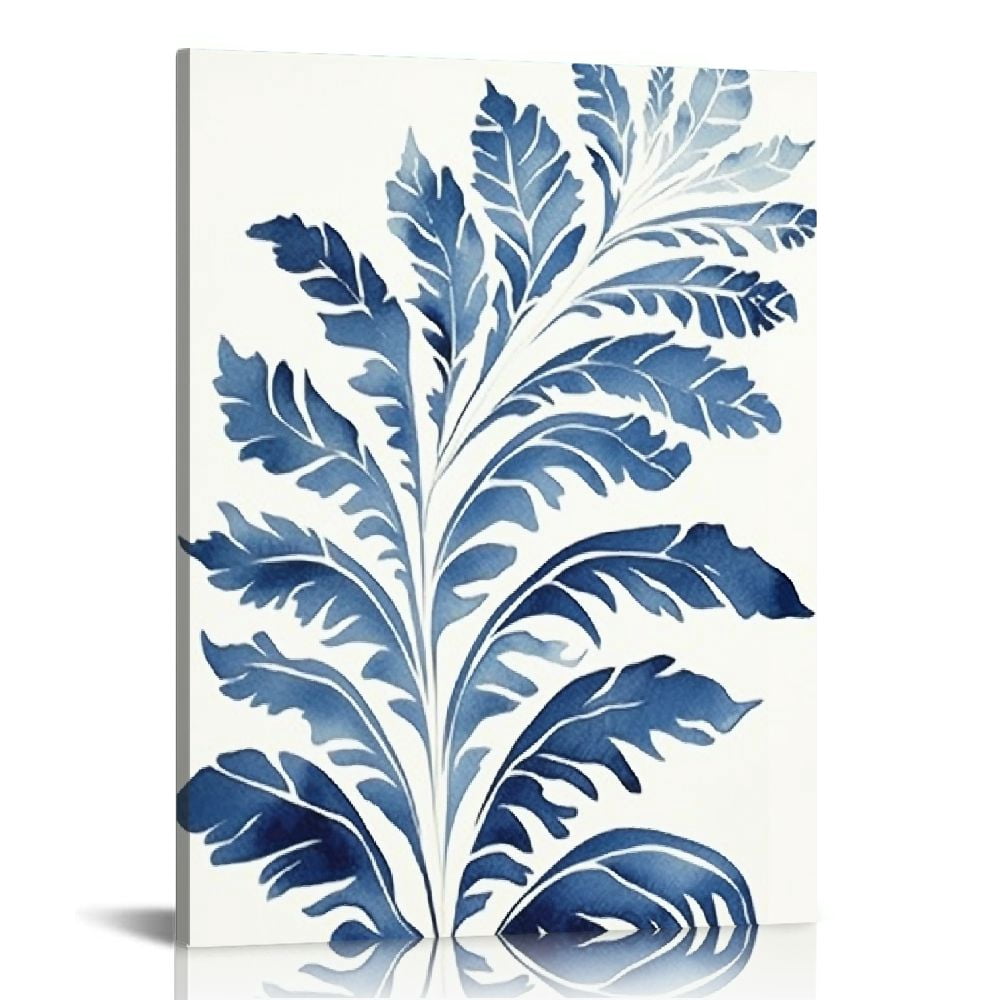 EastSmooth Framed Canvas Print Wall Art Set Geometric Blue Floral ...