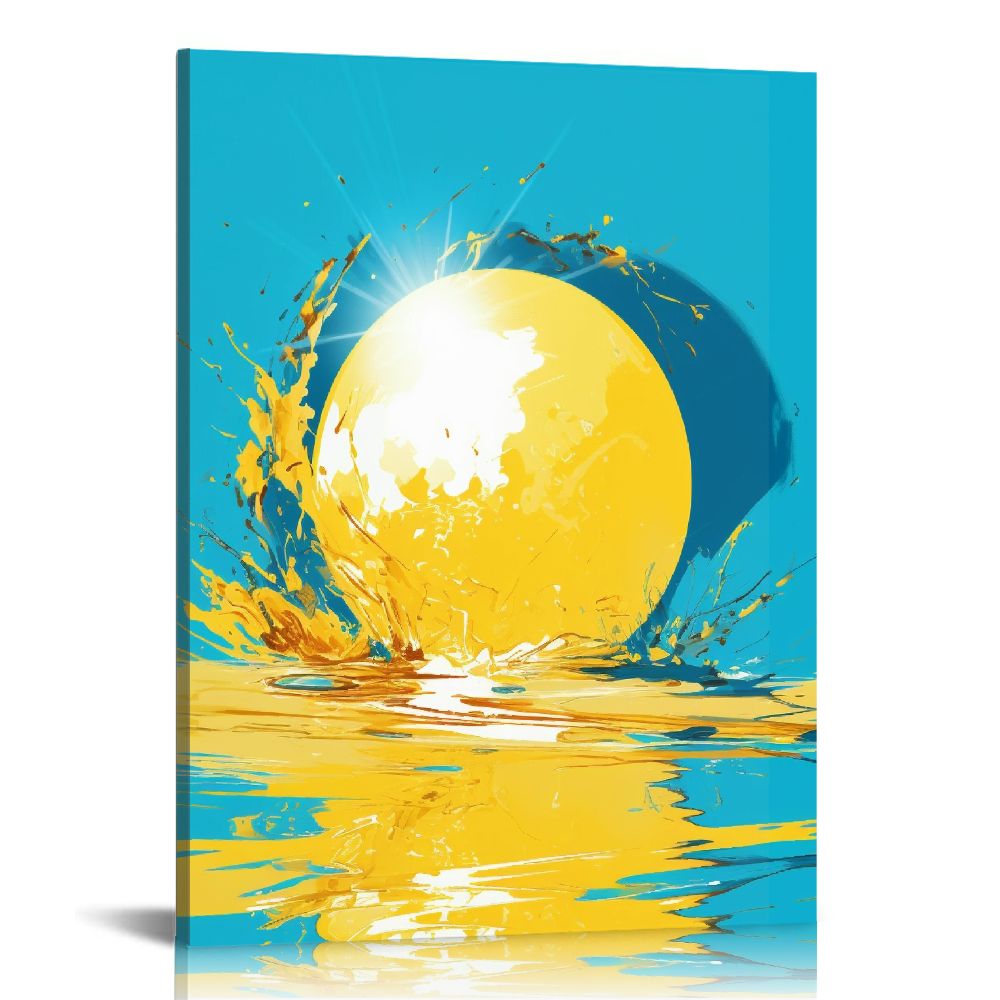 QCPP Framed Canvas Wall Art Rainbow Sun Rising on the Sea Design ...