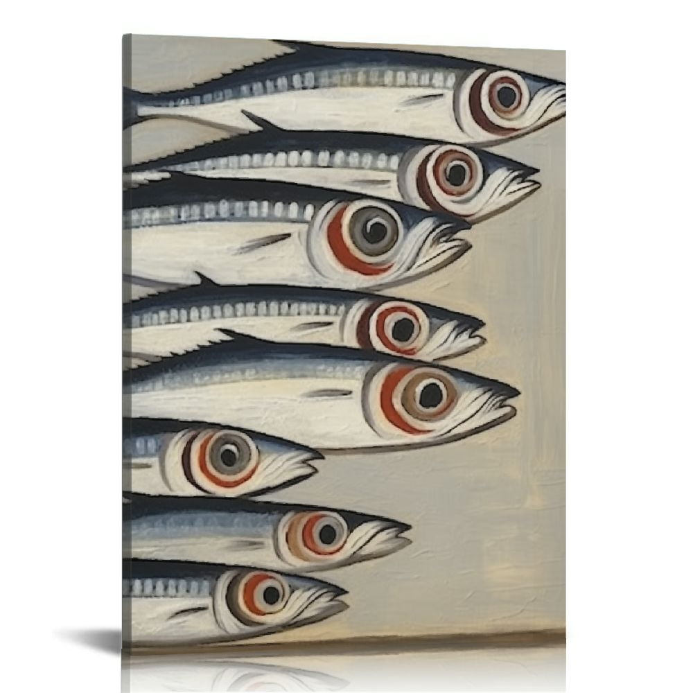 EastSmooth Framed Fish Canvas Wall Art Print Vintage Still Life ...