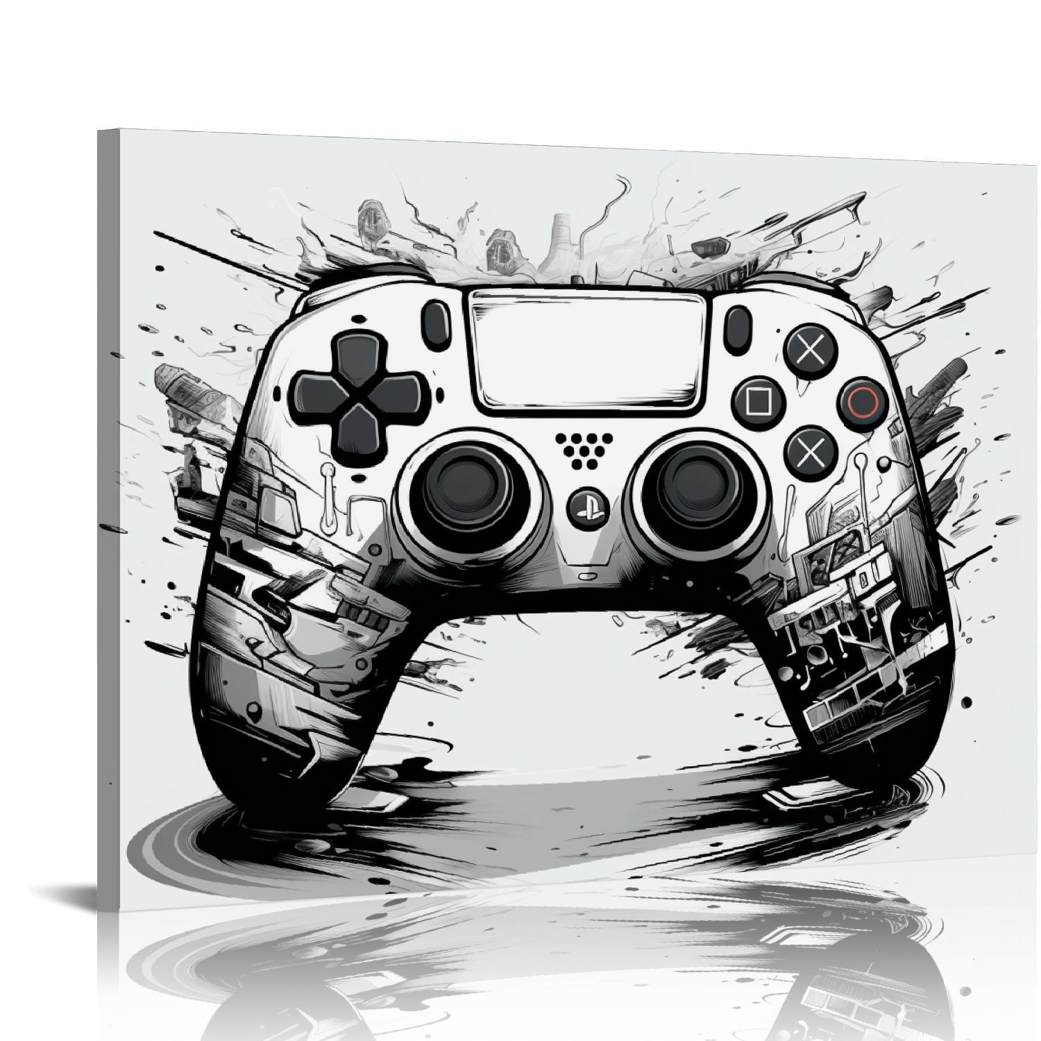 EastSmooth Framed Gaming Room Decor Wall Art Canvas Framed Black and ...