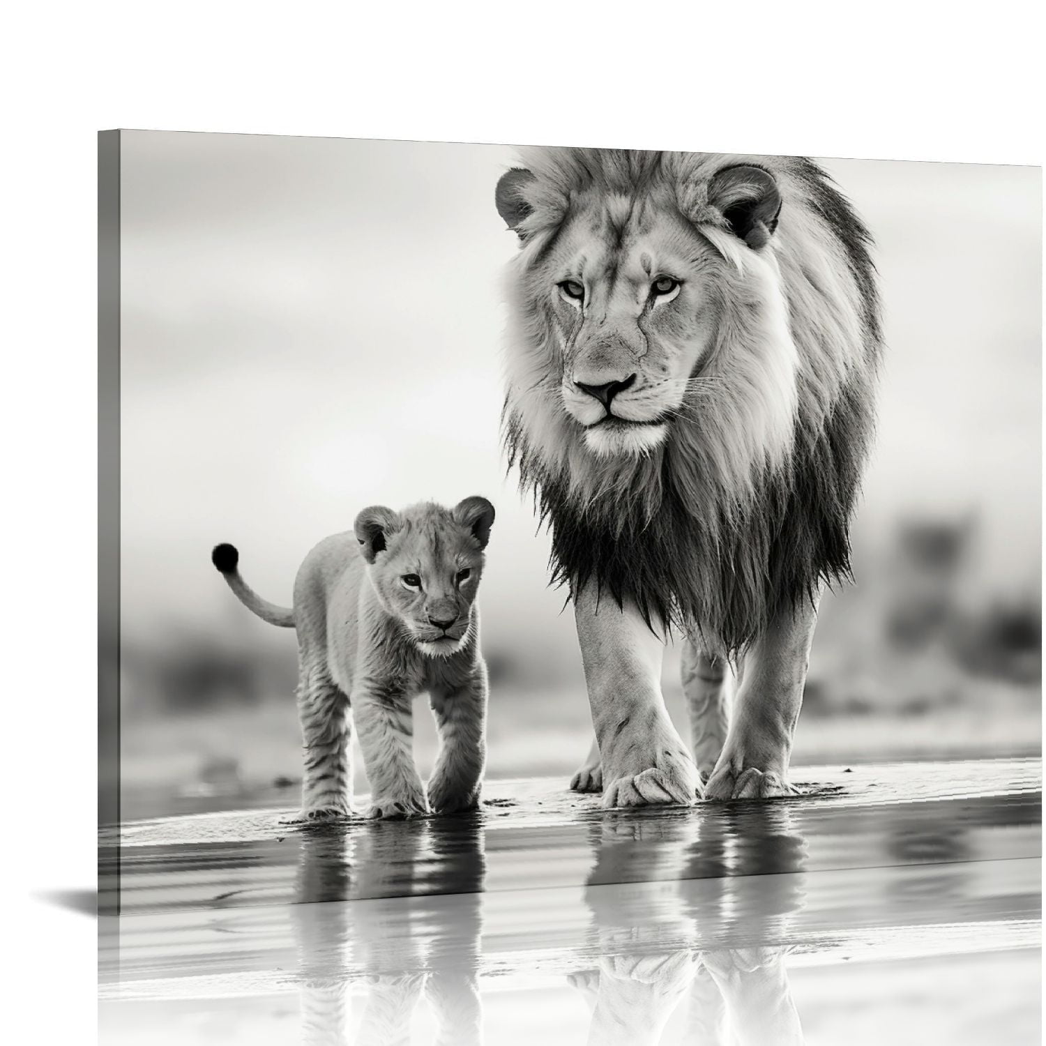 EastSmooth Framed Lion Pictures Wall Decor Modern White Black Lions ...