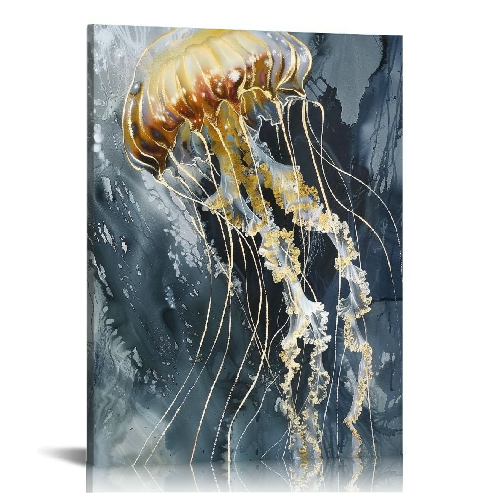 EastSmooth Framed Print Coastal Wall Art - Framed Grey and Gold Print ...