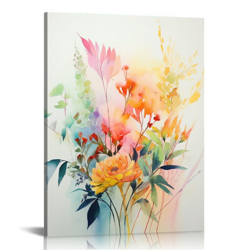 QCPP Framed Set Watercolor Wildflower Wall Art, Floral Botanical Wall ...