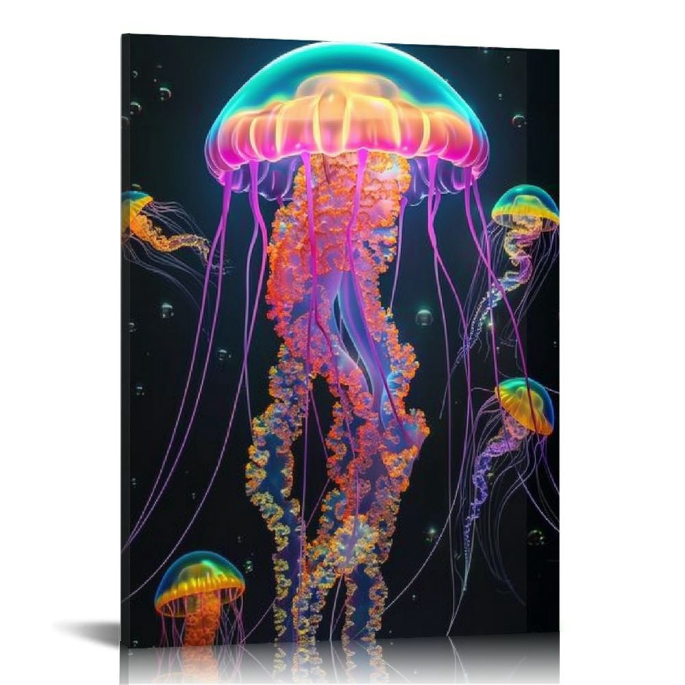 EastSmooth Funny Animal Canvas Wall Art Picture Abstract Jellyfish ...