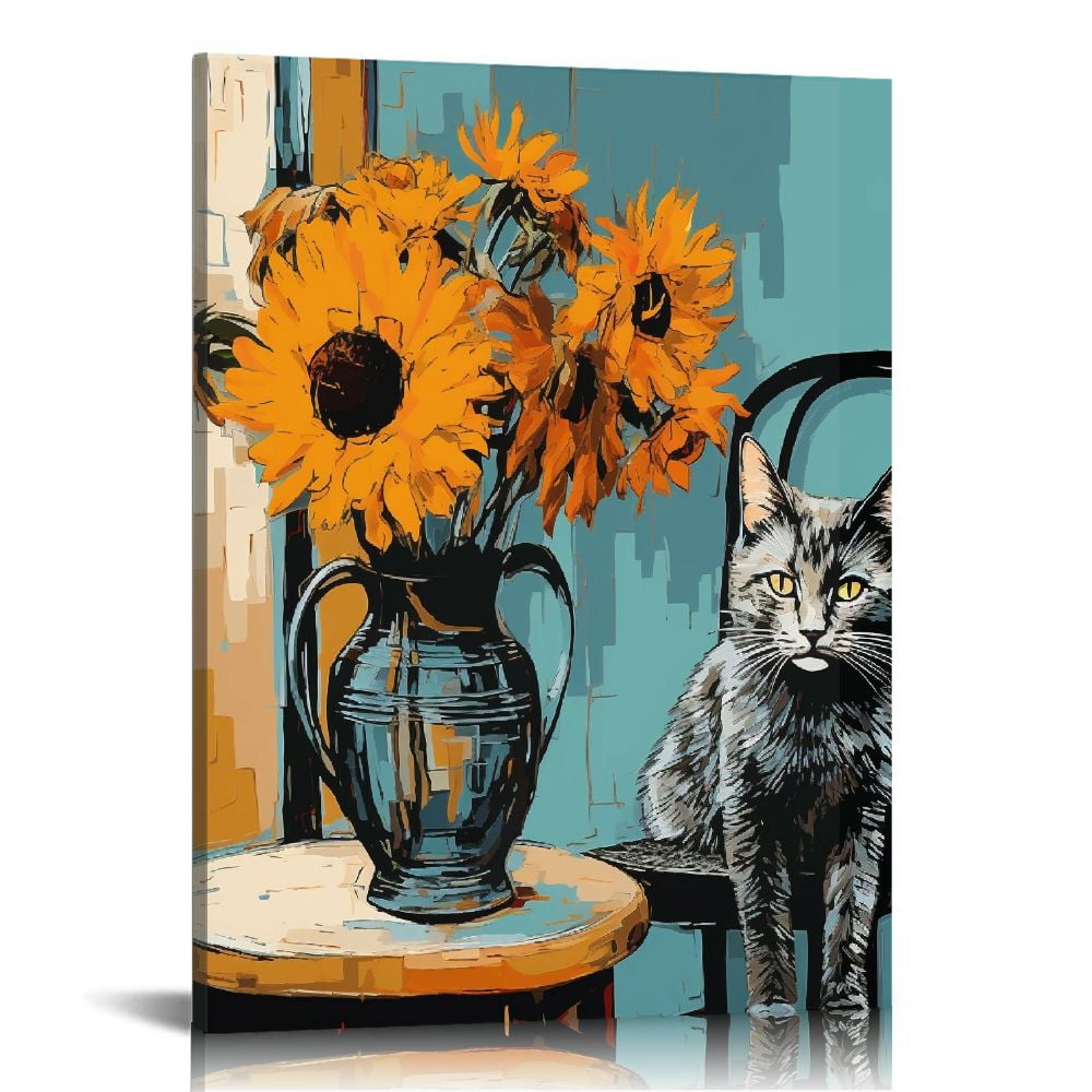 EastSmooth Funny Black Cat Wall Art Cats in Famous Paintings Posters ...