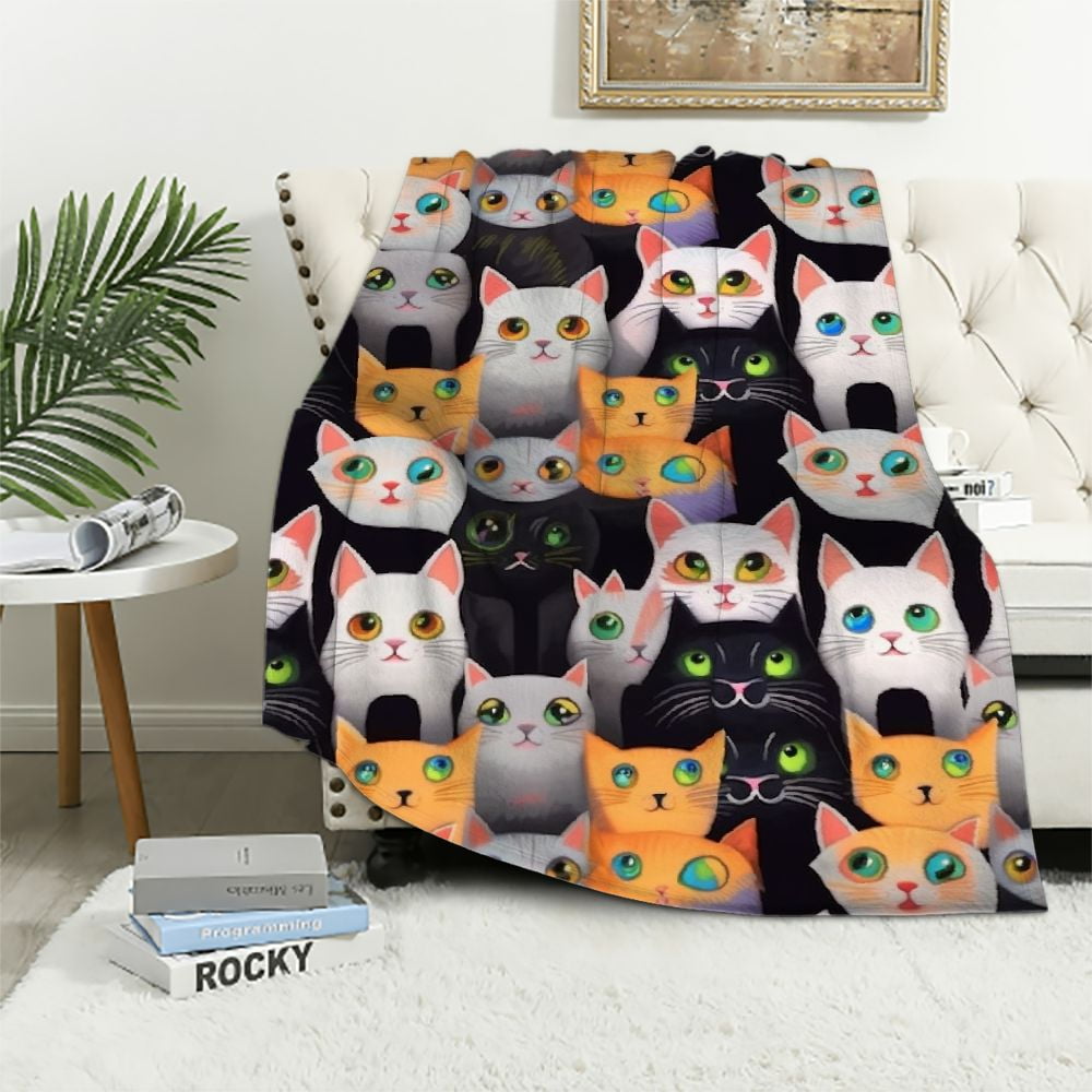QCPP Funny Cat Blanket Siamese Kittens Lightweight Flannel Soft Throw ...
