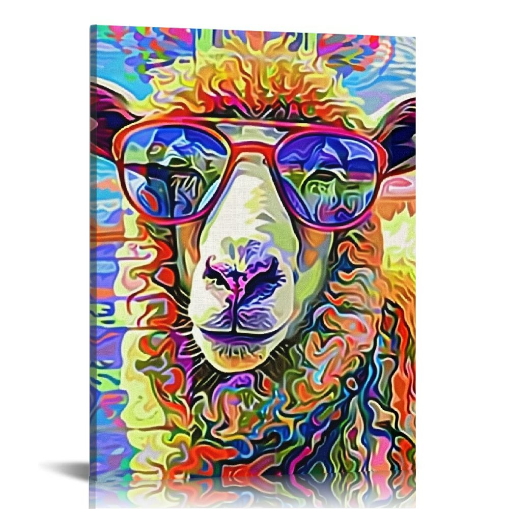 EastSmooth Funny Sheep Canvas Wall Art & Abstract Farmhouse Wall Decor ...