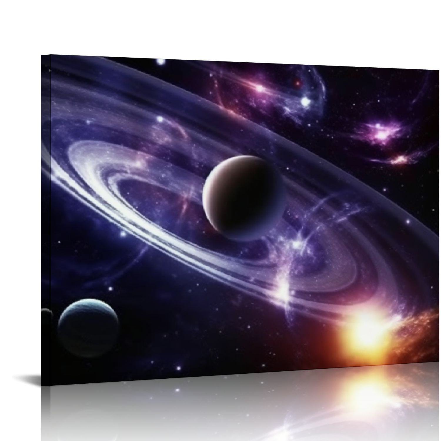 EastSmooth Galaxy Planets Canvas Wall Art - Blue Universe Themed Modern ...