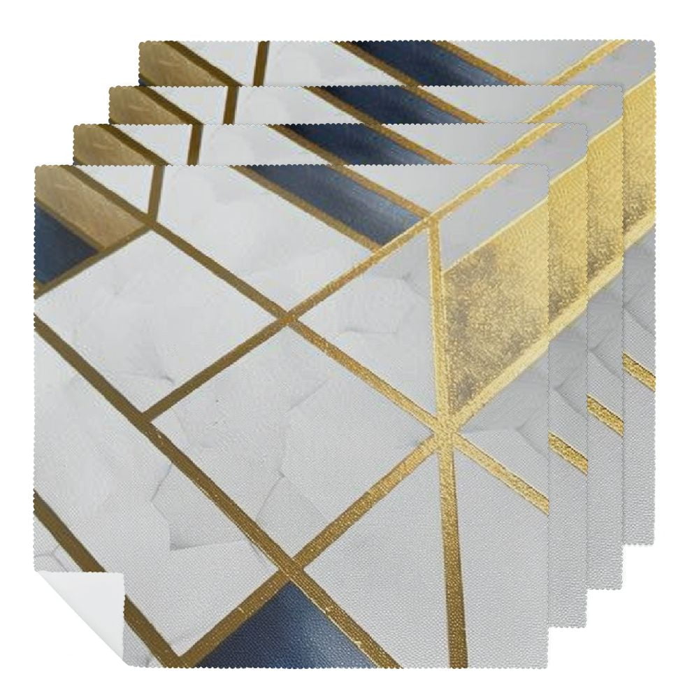 EastSmooth Geometric Design Gold Line Abstract Art Polyester Dinner ...