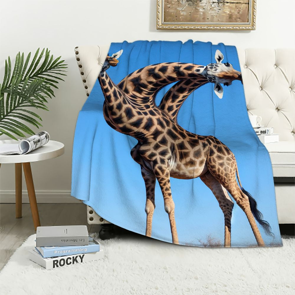 EastSmooth Giraffe Blanket Smooth Soft Wild Animal Watercolor Print Throw Blanket for Sofa Chair ...